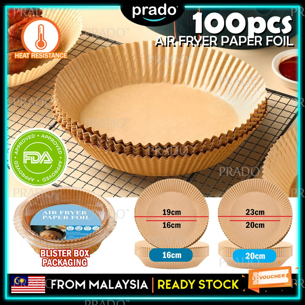 PRADO 100pcs 20cm Air Fryer Disposable Baking Papers Non-Stick Steamer ...