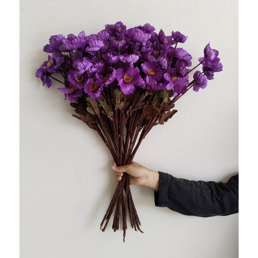 4 Head Poppies Artificial Flower for Wedding Home Office Daisy ...
