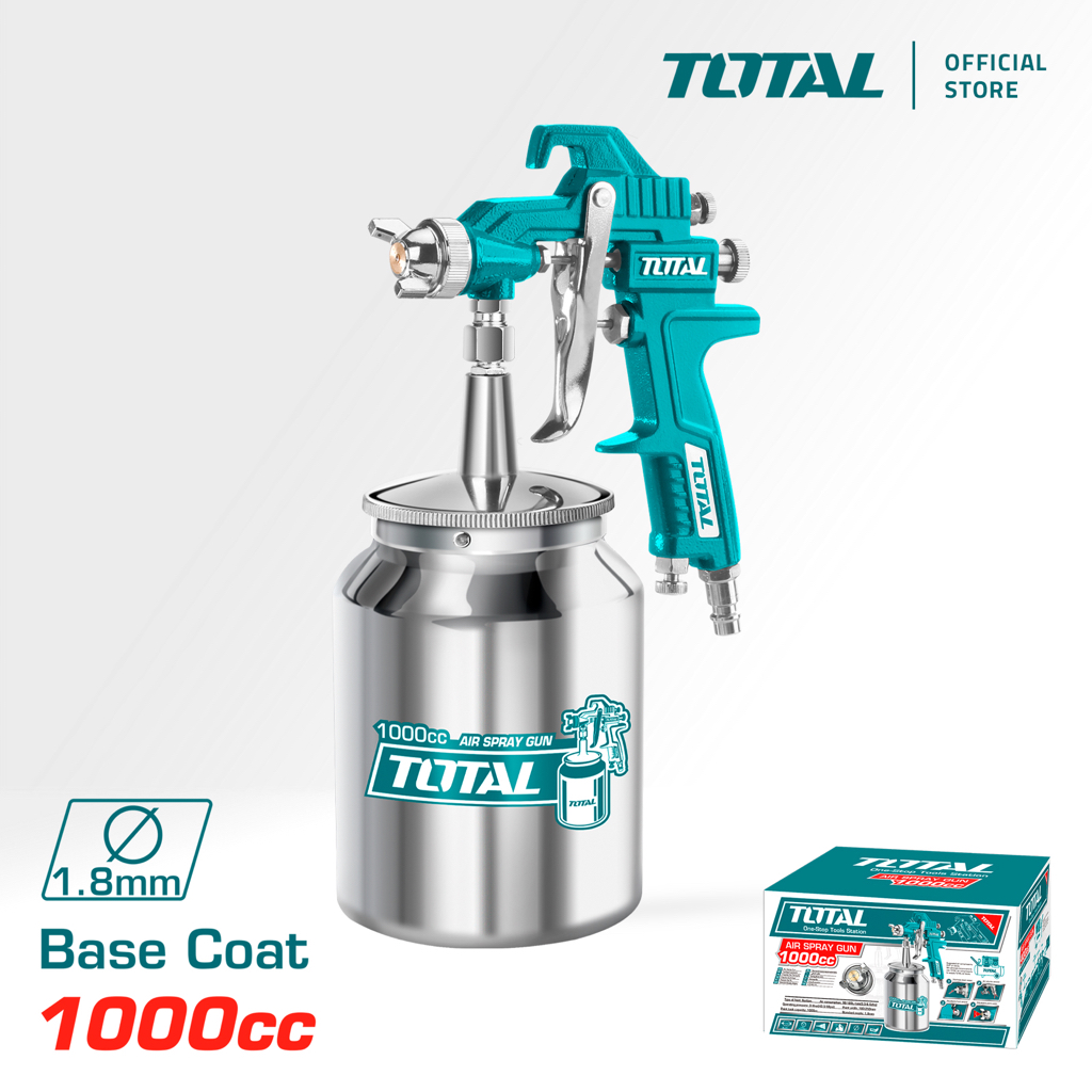TOTAL Air Spray Gun 1000cc Container (1.8mm x 180-250mm/Air Inlet 1/4 ...