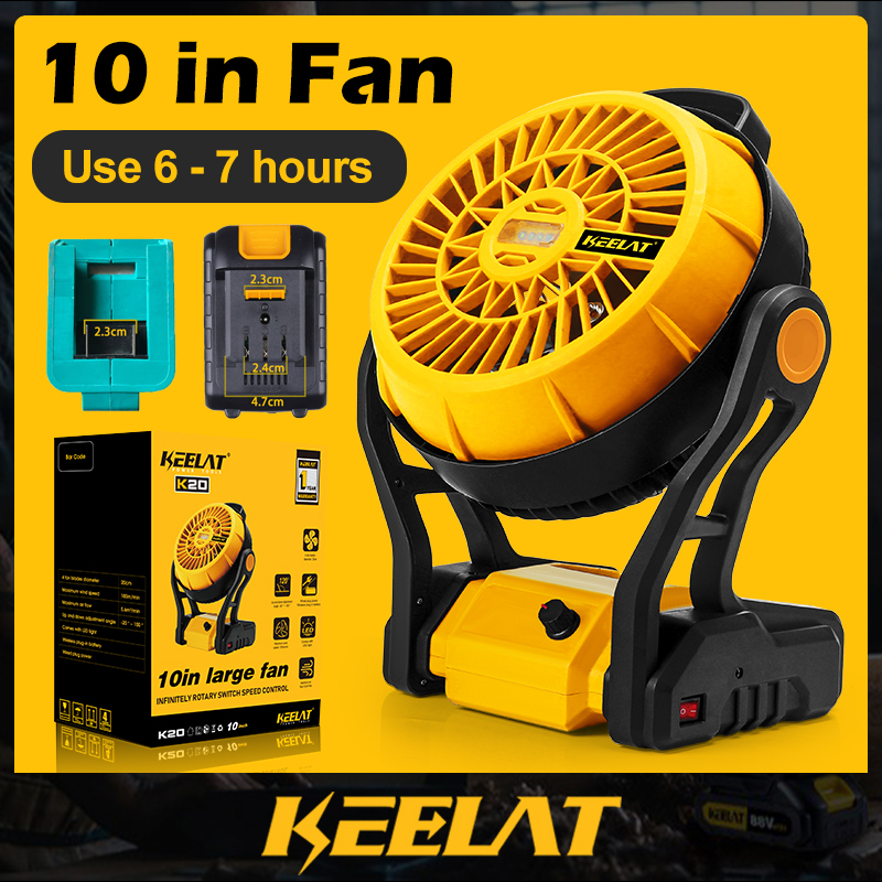 KEELAT Kipas Camping Rechargeable Battery Fan 120° Adjustment Fan ...