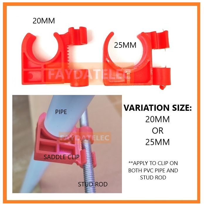 10pcs x 20mm or 25mm PVC CLIP SADDLE (For PVC PIPE + STUD ROD USED ...