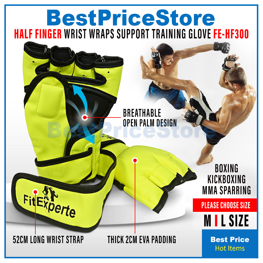 BPS FitExperte Pro-Spec PU Leather Half Finger Ultimate Fighting MMA ...