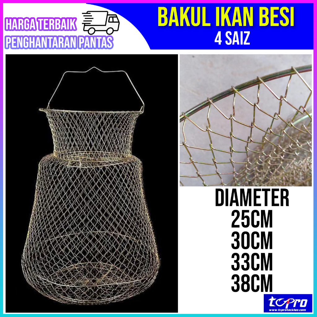 Karung Ikan Besi Foldable Wire Fishing Cage, Fish, Crab, Squid, Shrimp ...