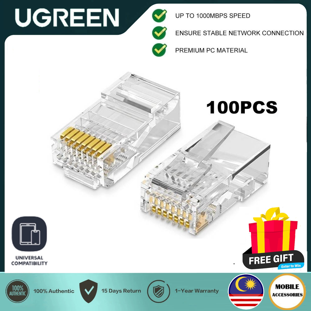 UGREEN RJ45 Connector Cat6 RJ45 Plug Ends Ethernet Cable Crimp Network ...