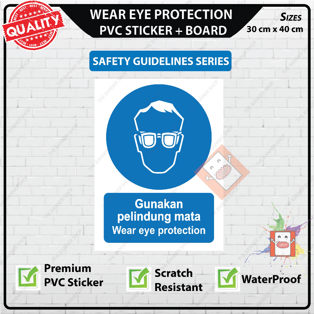 Construction Safety Guidelines PVC Sticker + Board (Wear Eye Protection ...