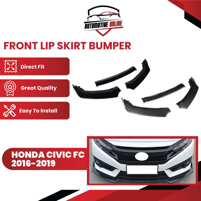 Honda Civic FC 2016-2021 Front Lip Front Skirt Bumper Diffuser 3 ...