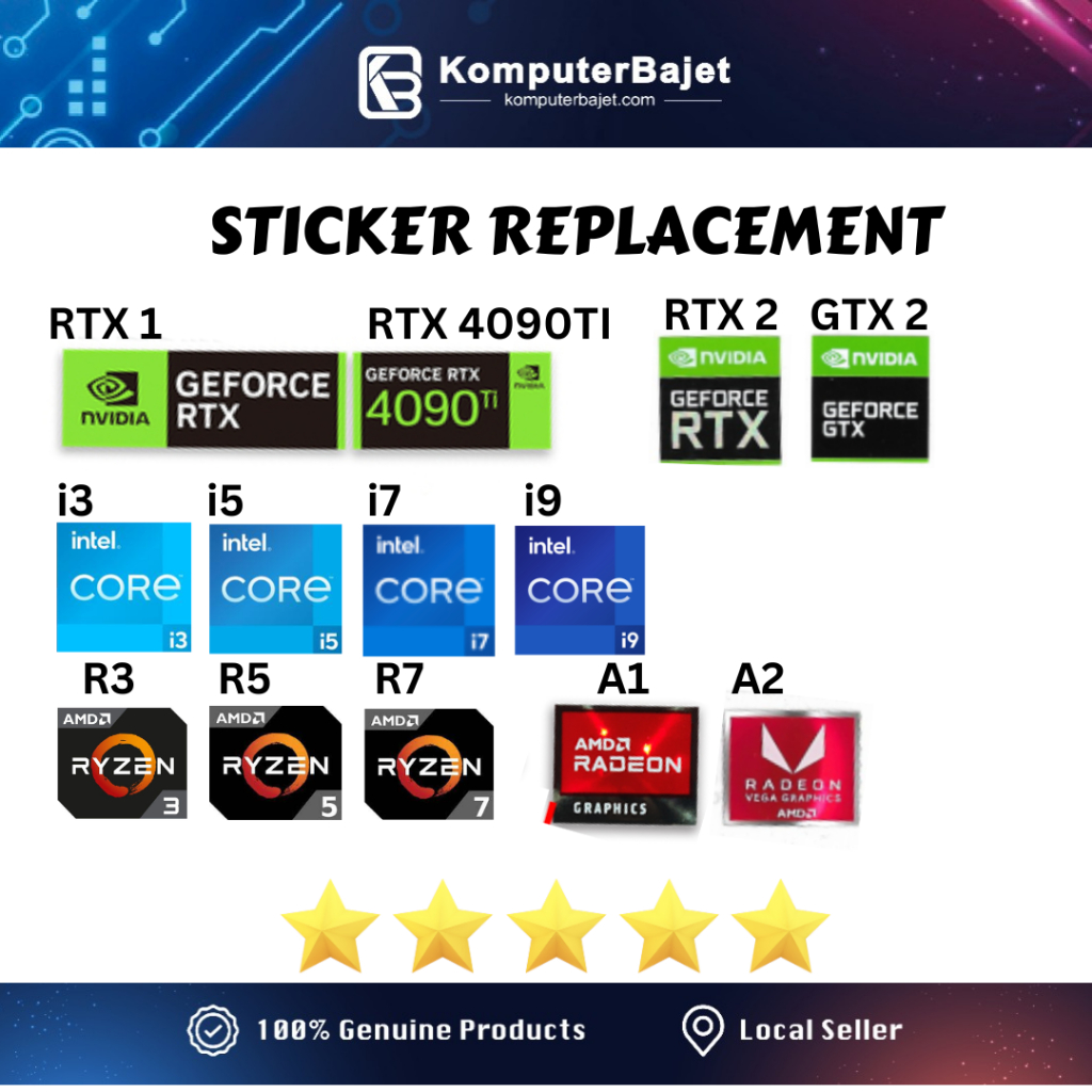 Intel Core I3 Core I5 Core I7 Nvidia Geforce Gtx Rtx 4090 Amd Ryzen Vega Sticker Label