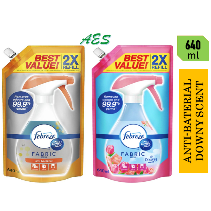 Febreze with Ambi Pur Fabric Refresher 640ml Anti Bacterial/Downy Scent ...