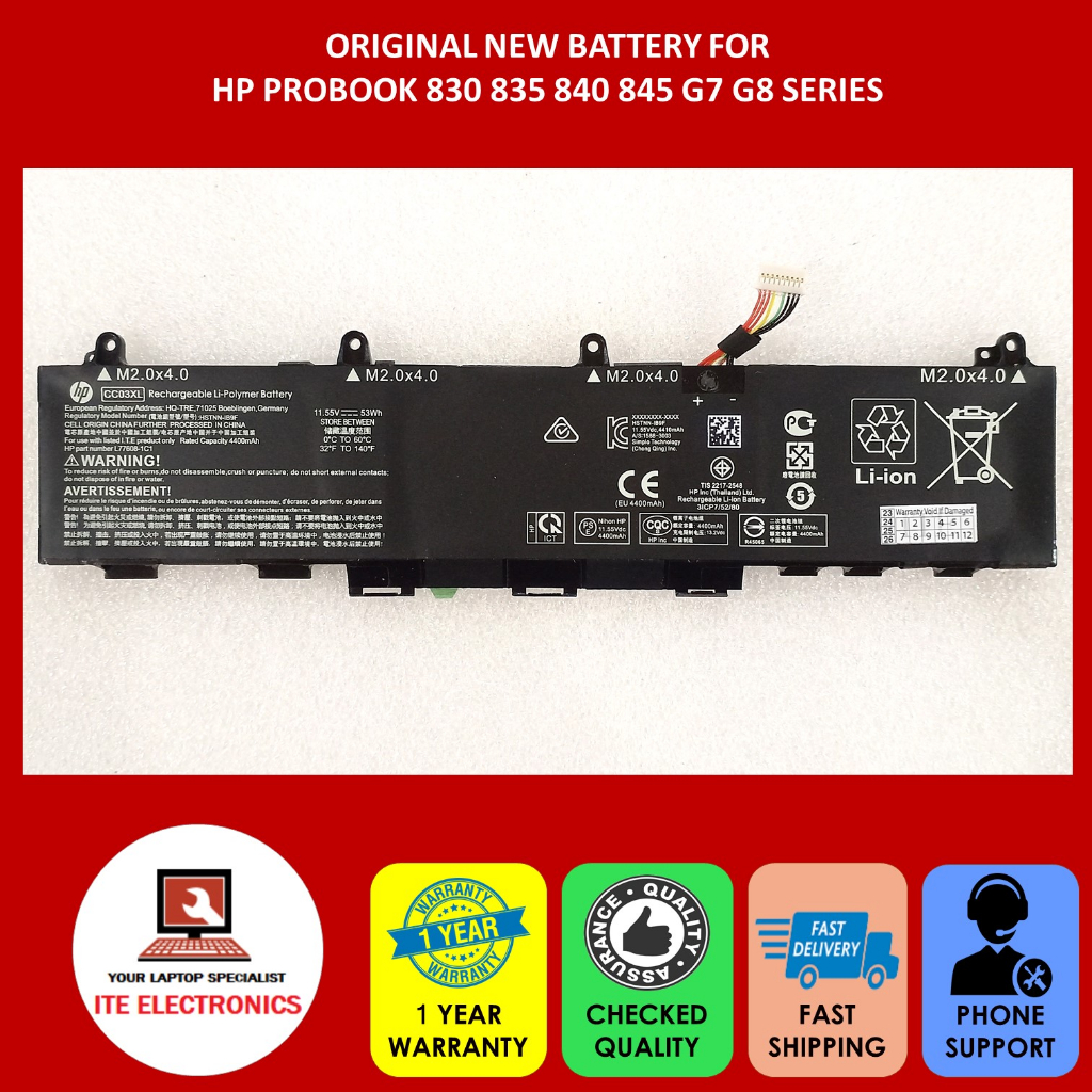 ORIGINAL NEW CC03XL HP 830 835 840 845 G7 G8 SERIES BATTERY | Shopee ...