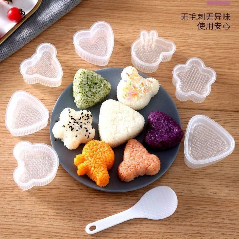 5pcs/set Cute Cartoon DIY Sushi Bento Mould Japanese Onigiri Sushi Mold Non Stick Rice Ball ...