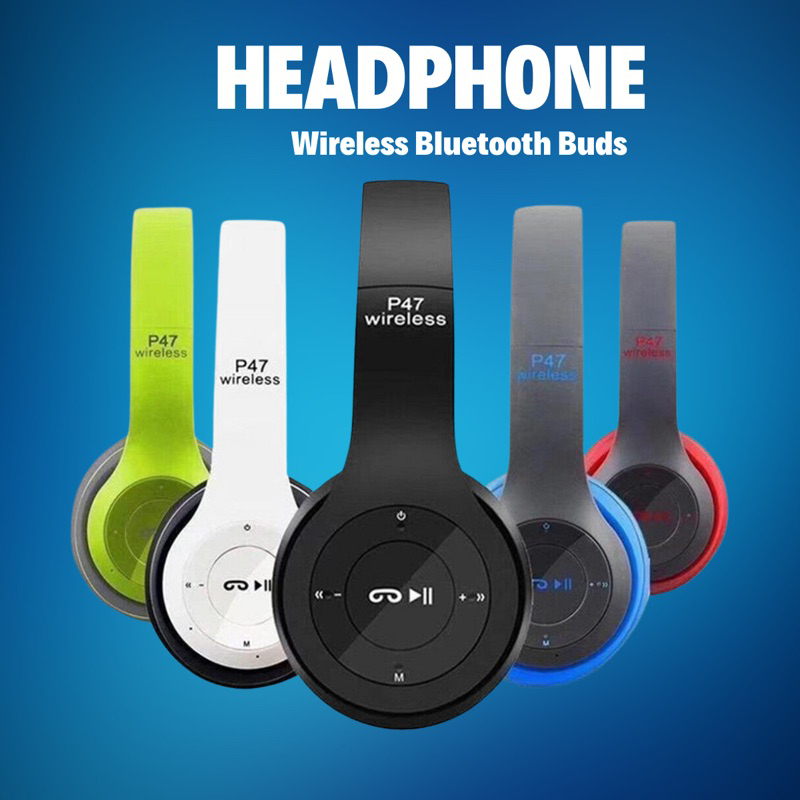 Wireless Bluetooth Headphones Headset P47 Fon Kepala Bluetooth Gaming ...