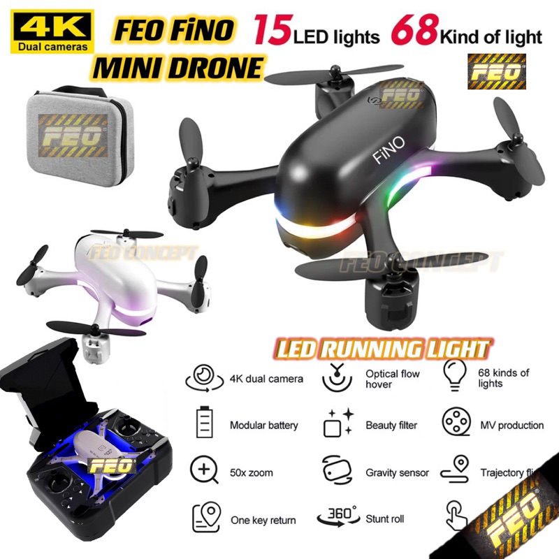 [RAINBOW FLASH LED]FEO FiNO Mini Drone Optical Flow 4K HD Camera Wifi ...
