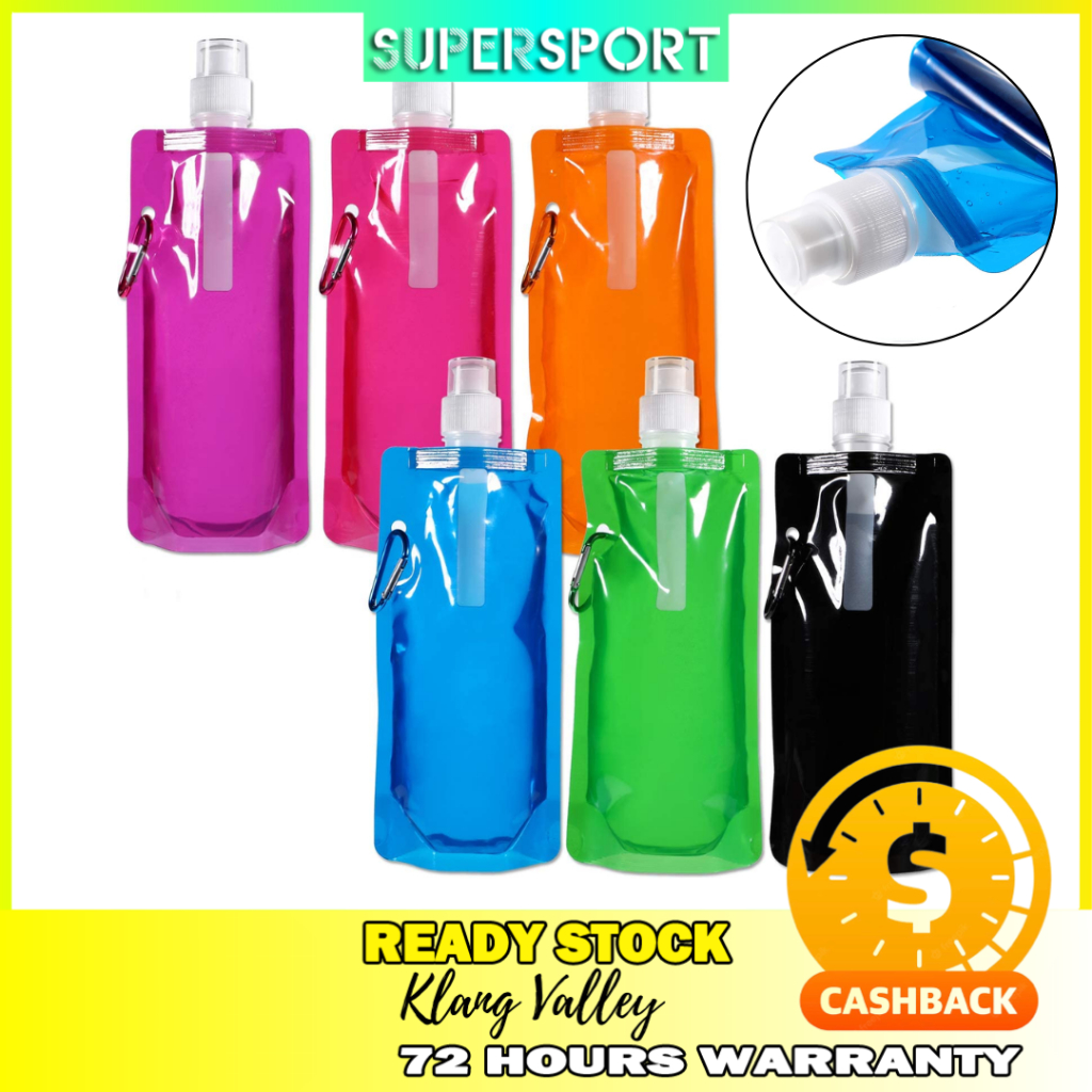 500ML Outdoor Collapsible Portable Foldable Water Pouch Bottles Sports ...