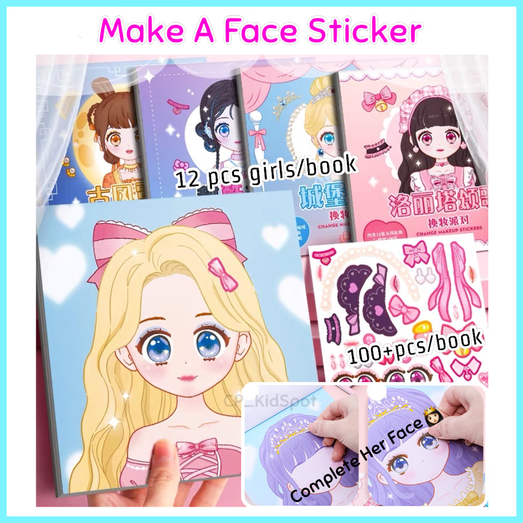 Make A Face Sticker Cute DIY Princess Dress Up Sticker Girl Sticker ...