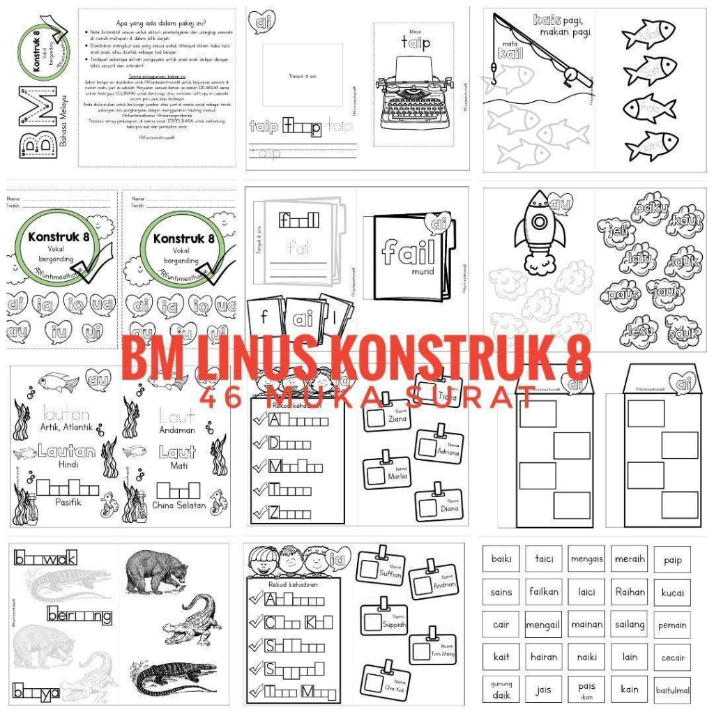 [PRINTABE PDF] Nota Interaktif Linus BM Konstruk 8 (Vokal berganding ...