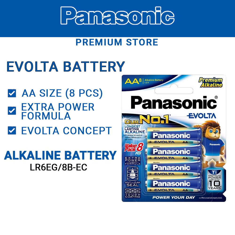 Panasonic Evolta Battery AA Size (8 Pcs) LR6EG/8B Anti-Leak Protection ...