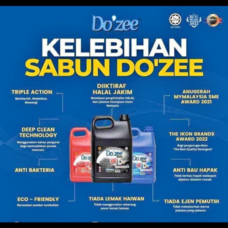 ( Original HQ ) Sabun Pencuci Pakaian Dozee Do'zee 10kg | Shopee Malaysia