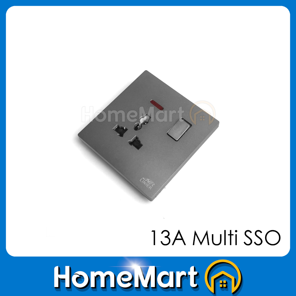 【LINIER ULTRA SLIM】 Switch Socket Modern Wall Switches SPACE GREY 13A ...