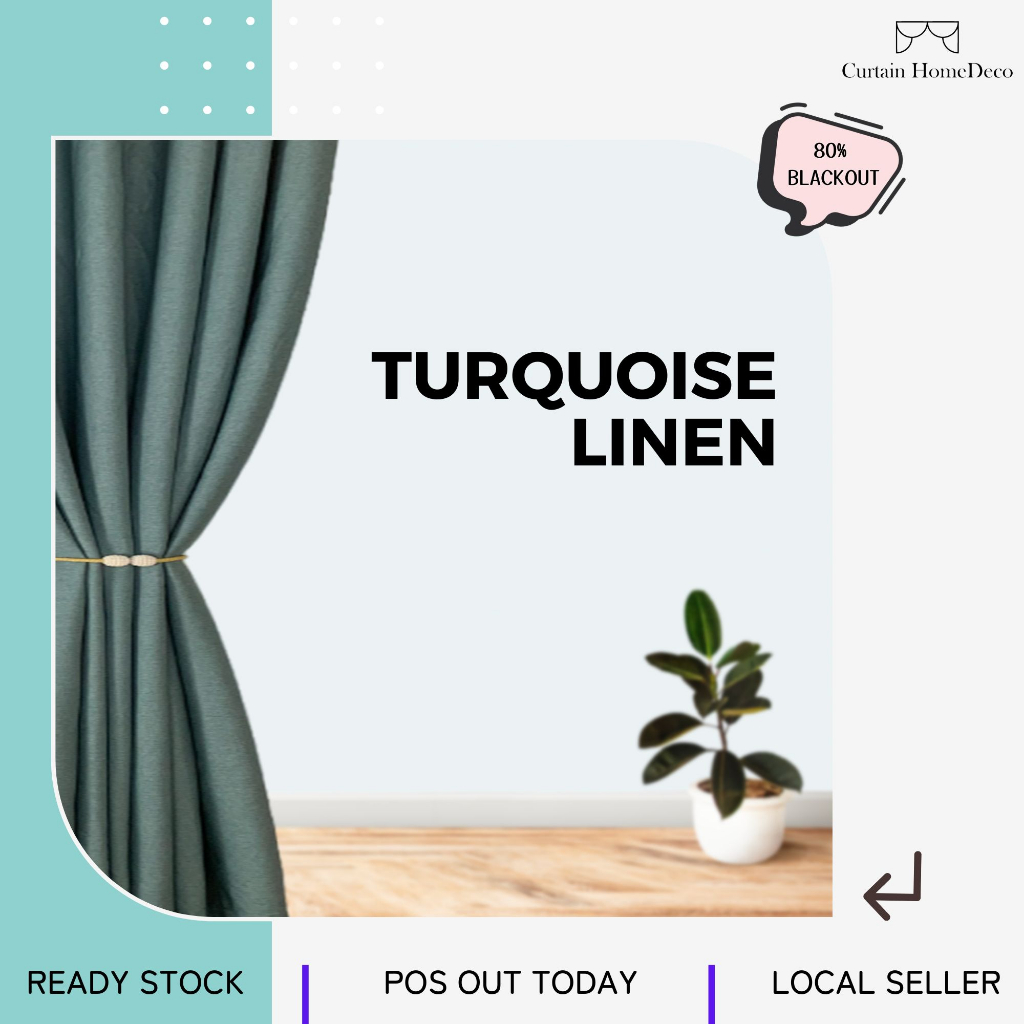 15/8 Mad| Window Curtain Home Deco NEW LINEN WARNA TURQUOISE, Langsir ...