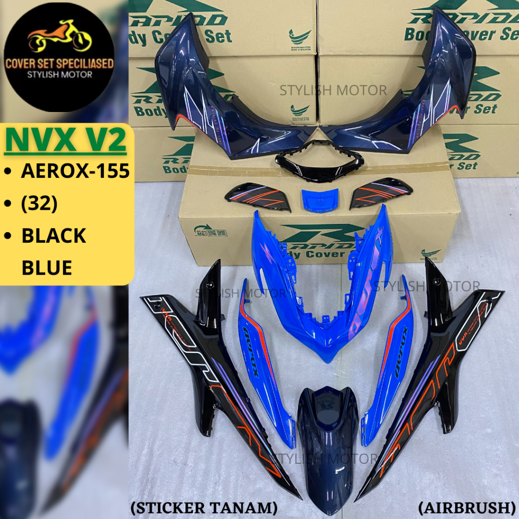 (STICKER TANAM/AIRBRUSH) RAPIDO COVER SET YAMAHA NVX V2 AEROX-155 (32 ...