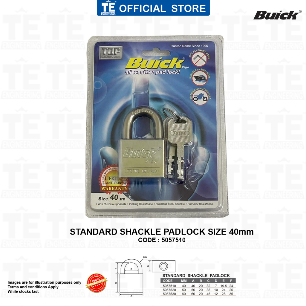 BUICK Anti-Rust Heavy Duty Padlock ( 40mm x 1pc/ 40mm x 2pcs/ 40mm x ...