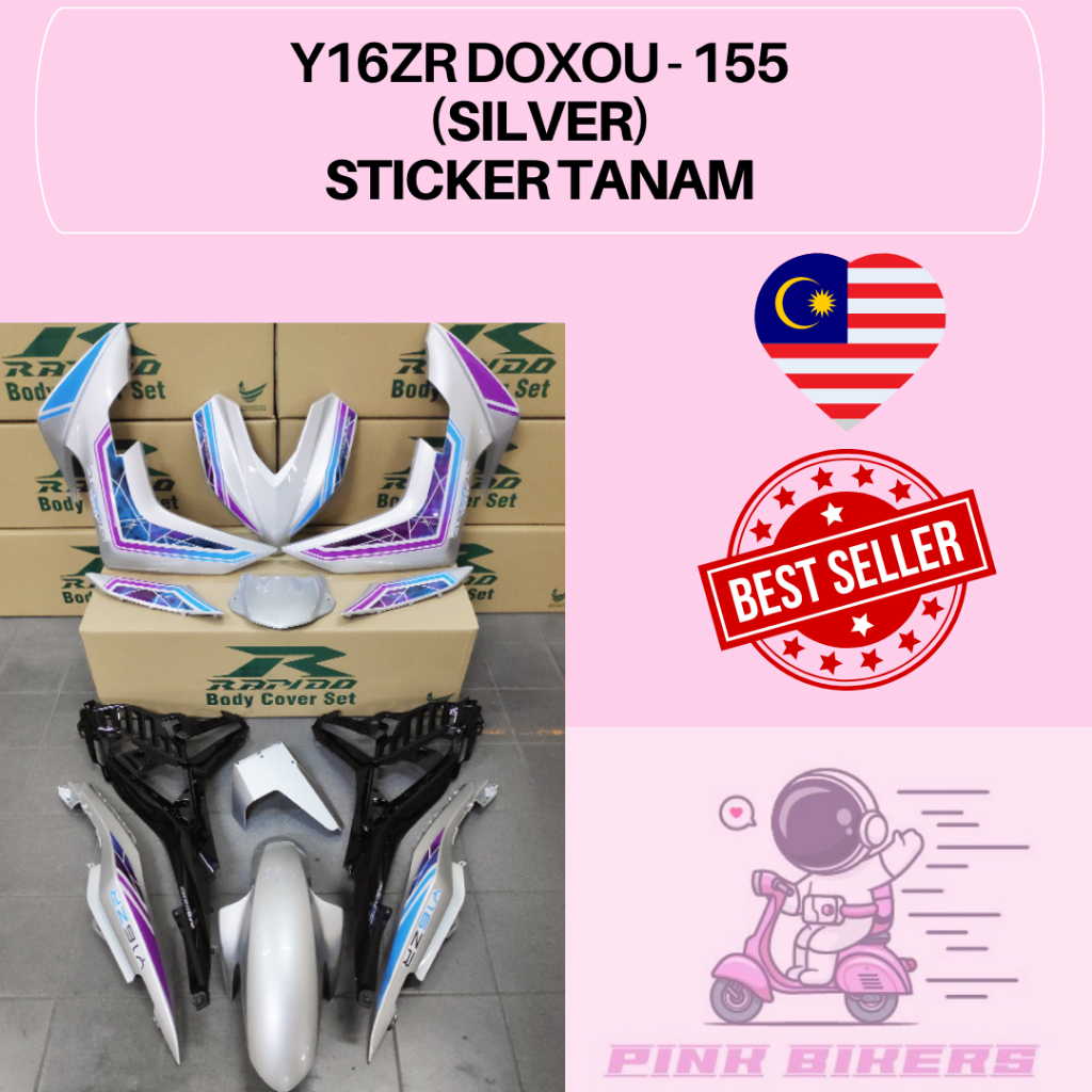 Coverset Bodyset Yamaha Y16 Y16ZR Doxou-155 DESIGN STICKER TANAM SILVER ...