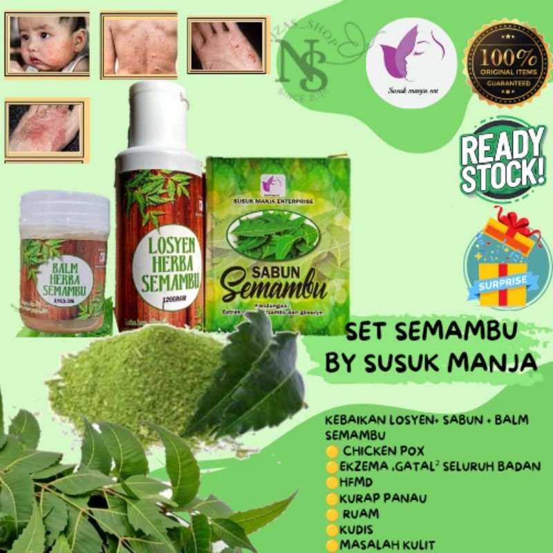 SET SEMAMBU SABUN SEMAMBU SUSUK MANJA LOSYEN SEMAMBU NEEM CHICKEN POX ...