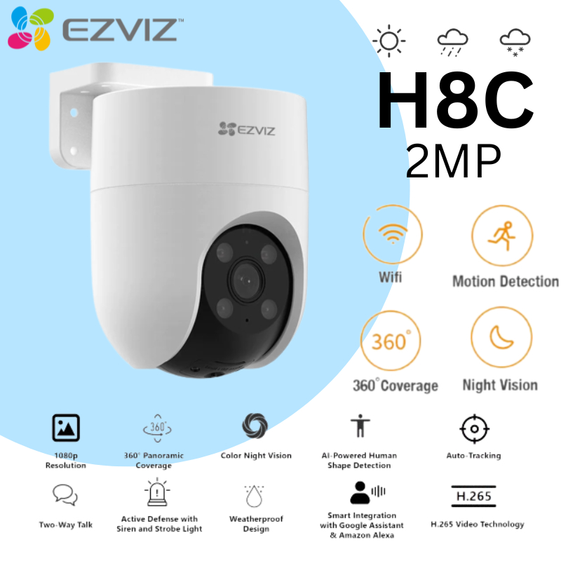 HIKVISION EZVIZ CCTV (Top Global Brand) H8C Smart Wireless WiFi Camera 2MP AI-Human Color Night ...