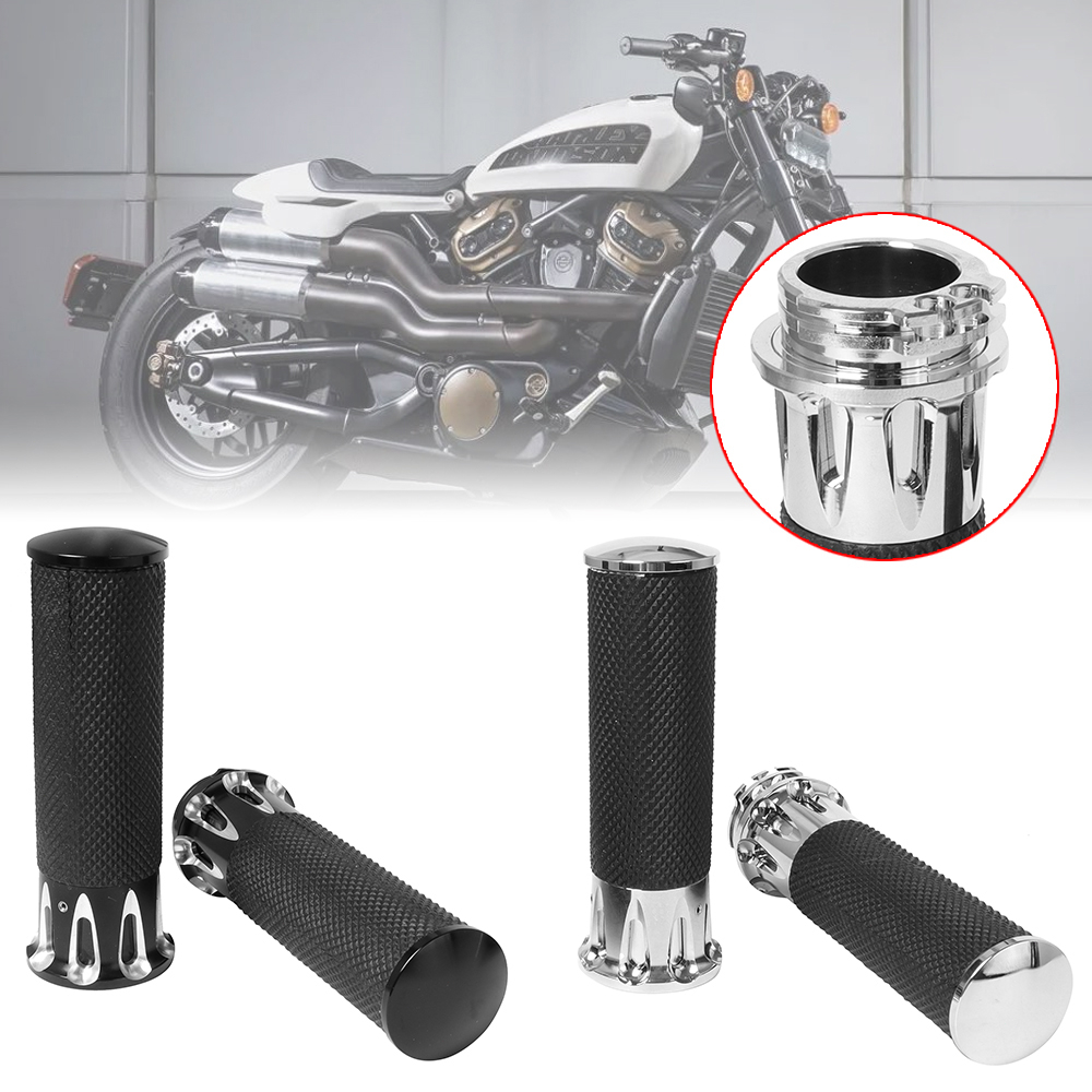 Motorcycle Handlebar Hand Grip 1 25mm Handle Bar Grips Black Chrome