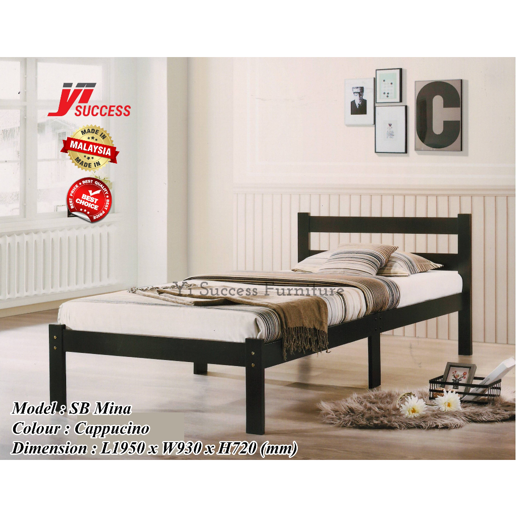 Yi Success Muji Full Solid Wooden Single Bed Frame / Modern Style ...