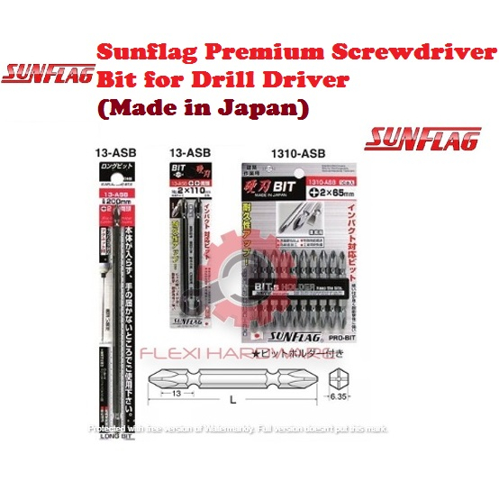 Sunflag Premium Screwdriver Bit for Drill Driver (Made in Japan ...