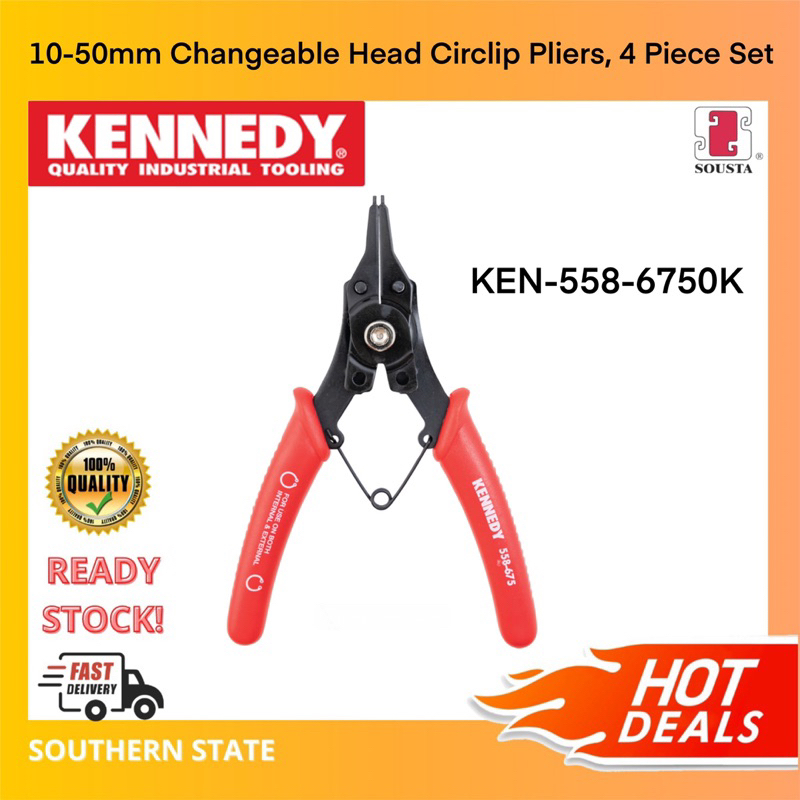 Kennedy 10-50mm Changeable Head Circlip Pliers, 4 Piece Set KEN-558 ...