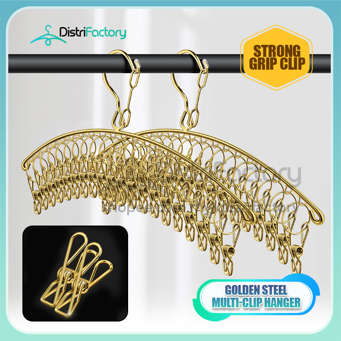20 Clips Durable Sturdy Gold Stainless Steel Emas Laundry Drying Rack ...