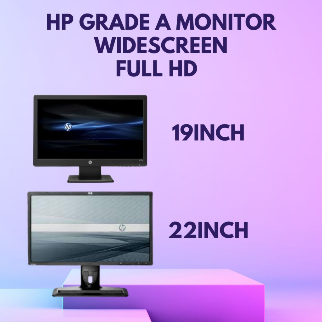 GRADE A HP MONITOR 19 22 24 INCH WIDESCREEN FULL HD VGA DVI 3 MONTHS ...