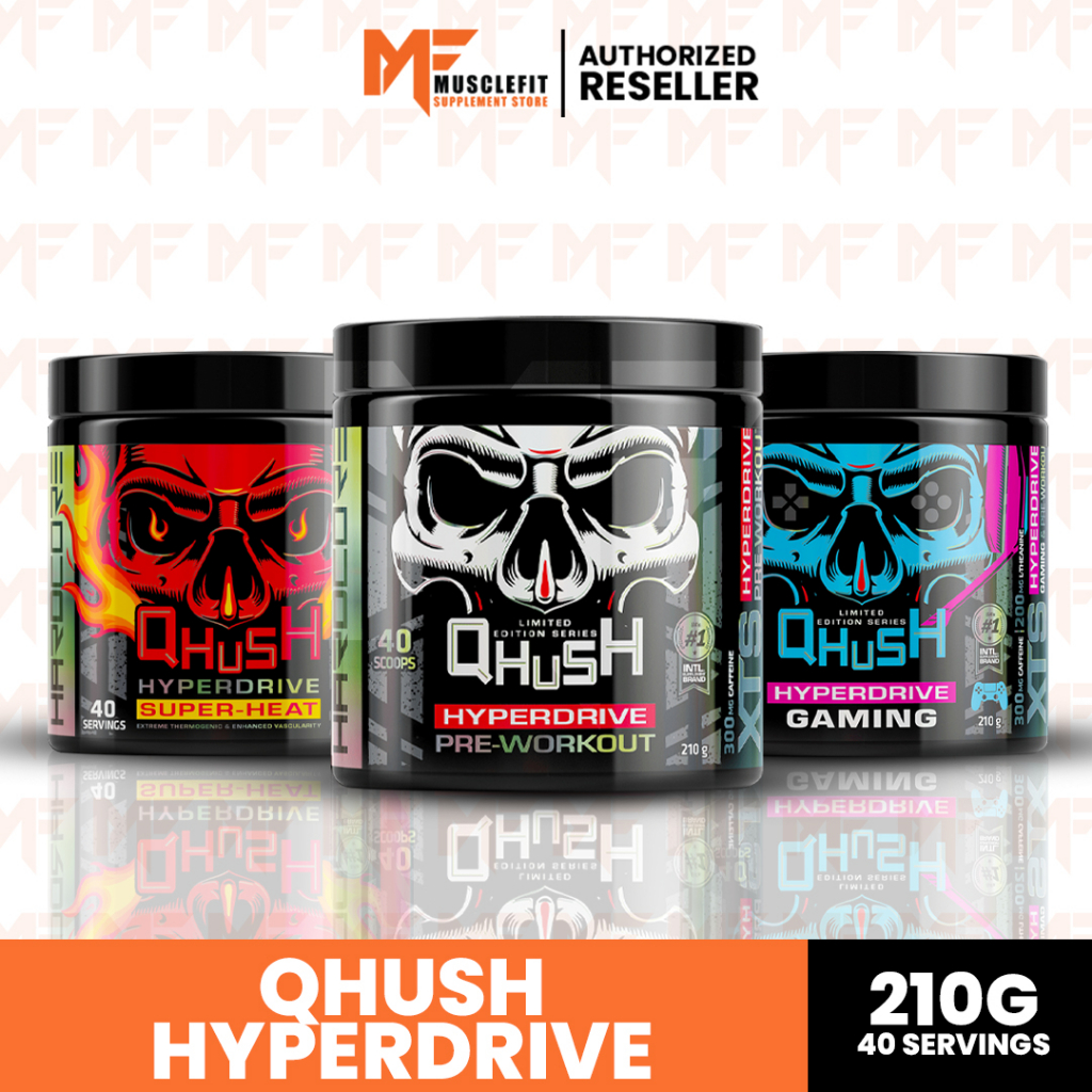 USN Qhush Hyperdrive Pre-Workout Ultra Extreme Muscle Pump (210g)40 ...