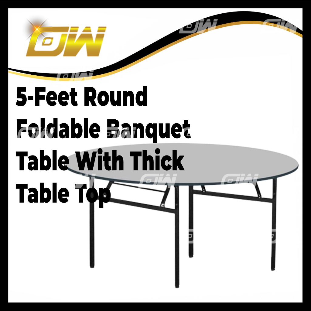 5-Feet Round Foldable Banquet Table With Thick Table Top L1524MM x ...