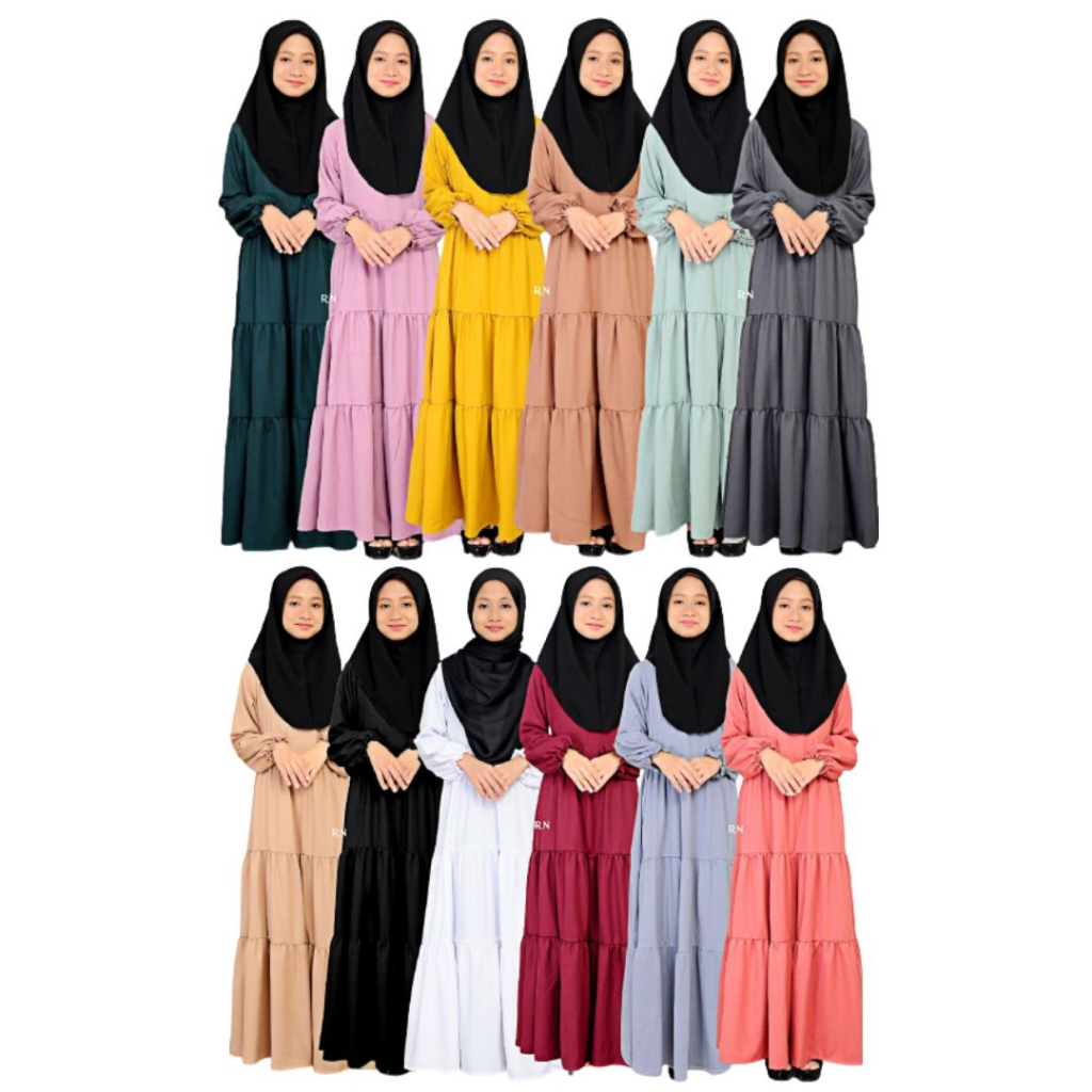 Jubah Dress Budak Kid Mariana Kembang Labuh Longgar Muslimah Ropol ...