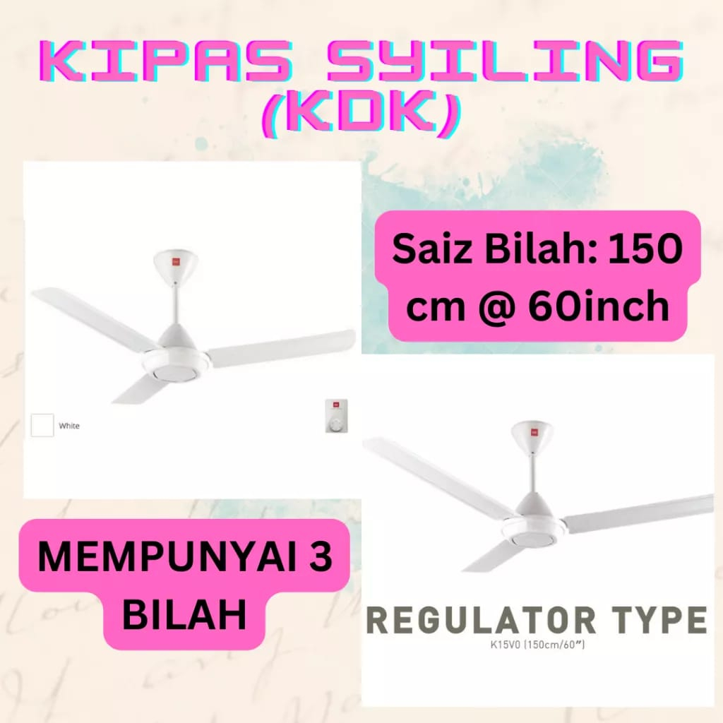 KIPAS SYILING (KDK) TIGA BILAH / KIPAS BILIK / RUANG TAMU DSB | Shopee ...
