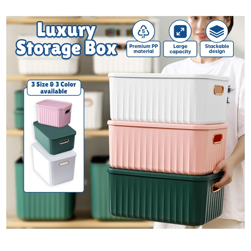 Luxury Storage Box with Handle Lid Large Capacity Wardrobe Multipurpose ...