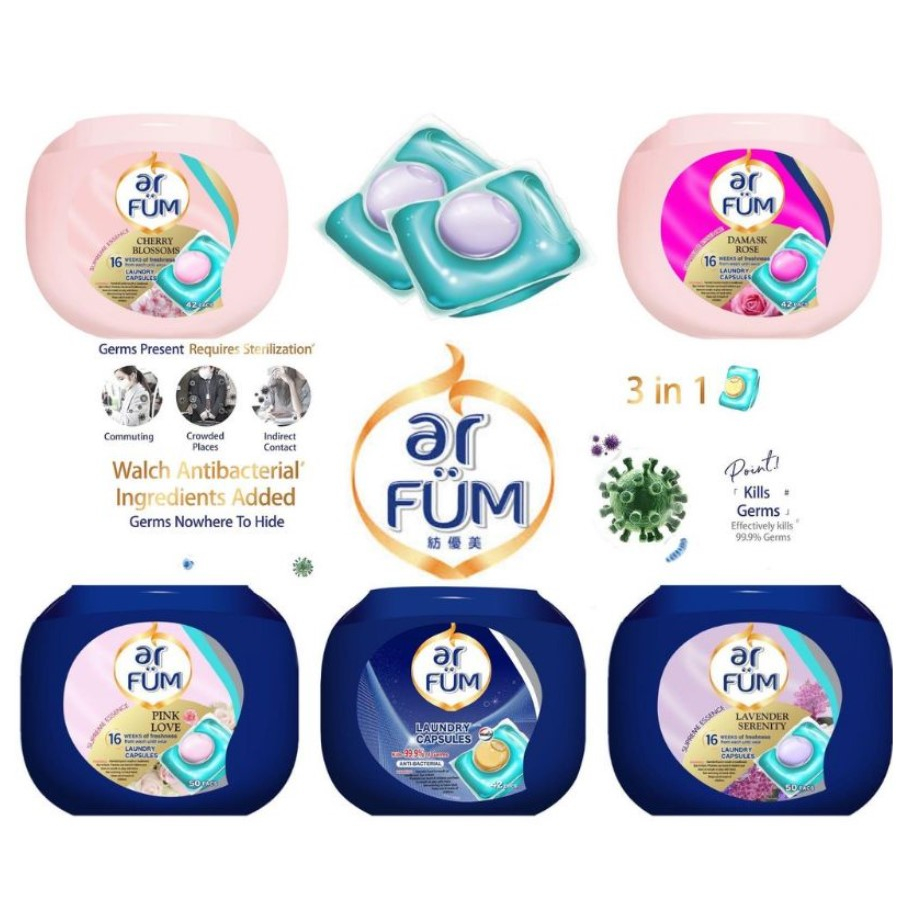 Original ar FÜM Laundry Capsules anti-bacterial 42pcs Pink Love ...