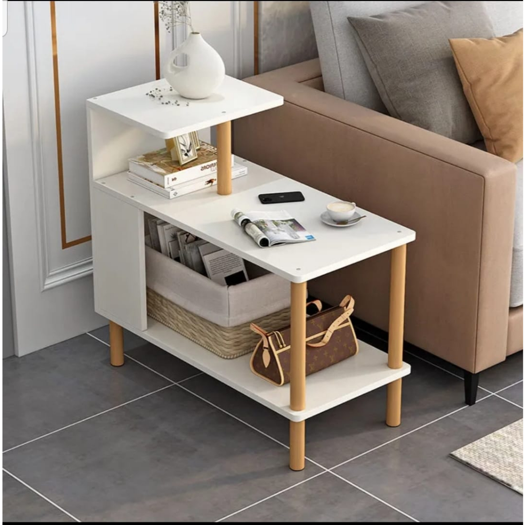 HX Living Room Bedside Sofa Side Square Table Storage Rack Meja Sofa ...