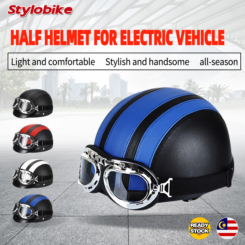 Harley Style Helmets Topi Keledar Retro Half Open Face Helmet Retro ...
