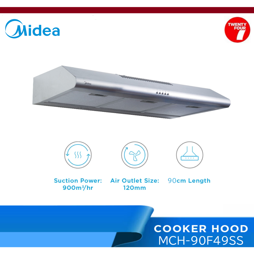 MIDEA 900m3/hr Stainless Steel Cooker Hood MCH-90F49SS | Shopee Malaysia
