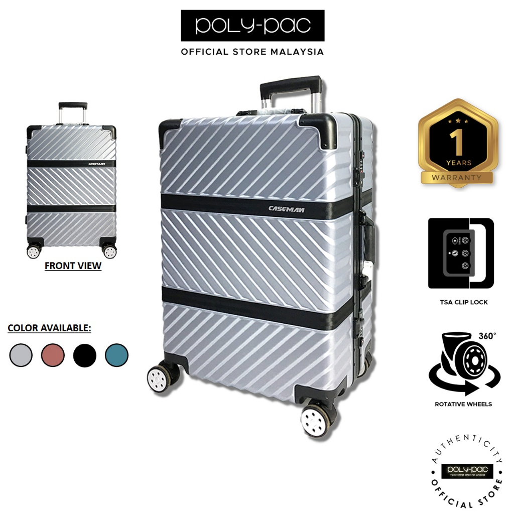 Caseman By Poly Pac 20" 24" Metallic Style PC Harcase Travel Luggage w ...
