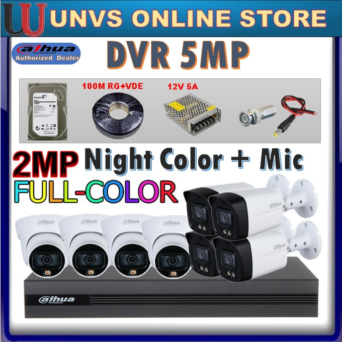DAHUA 8CH FULL Color SET 2MP COLOR & VOICE Recording 1080P SUPPORT ...