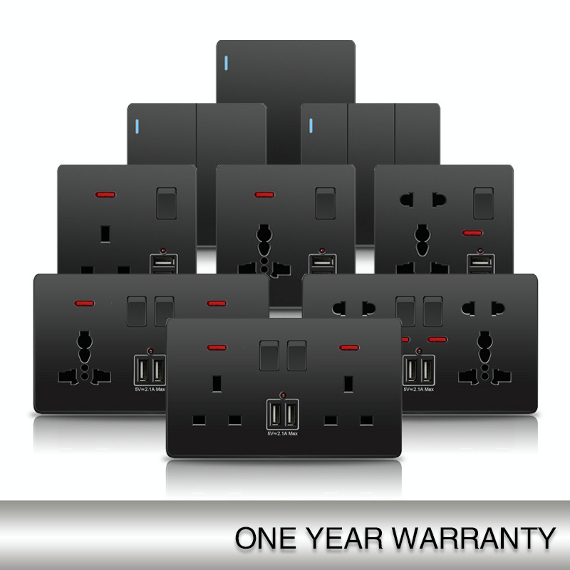 PC material 16A wall electric switch modern frameless household 13A ...