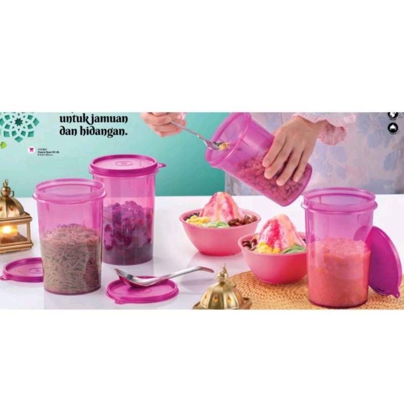 TUPPERWARE Cheerio Quad (2pcs) / (4pcs) 1L |Bekas bulat | food storage | Shopee Malaysia