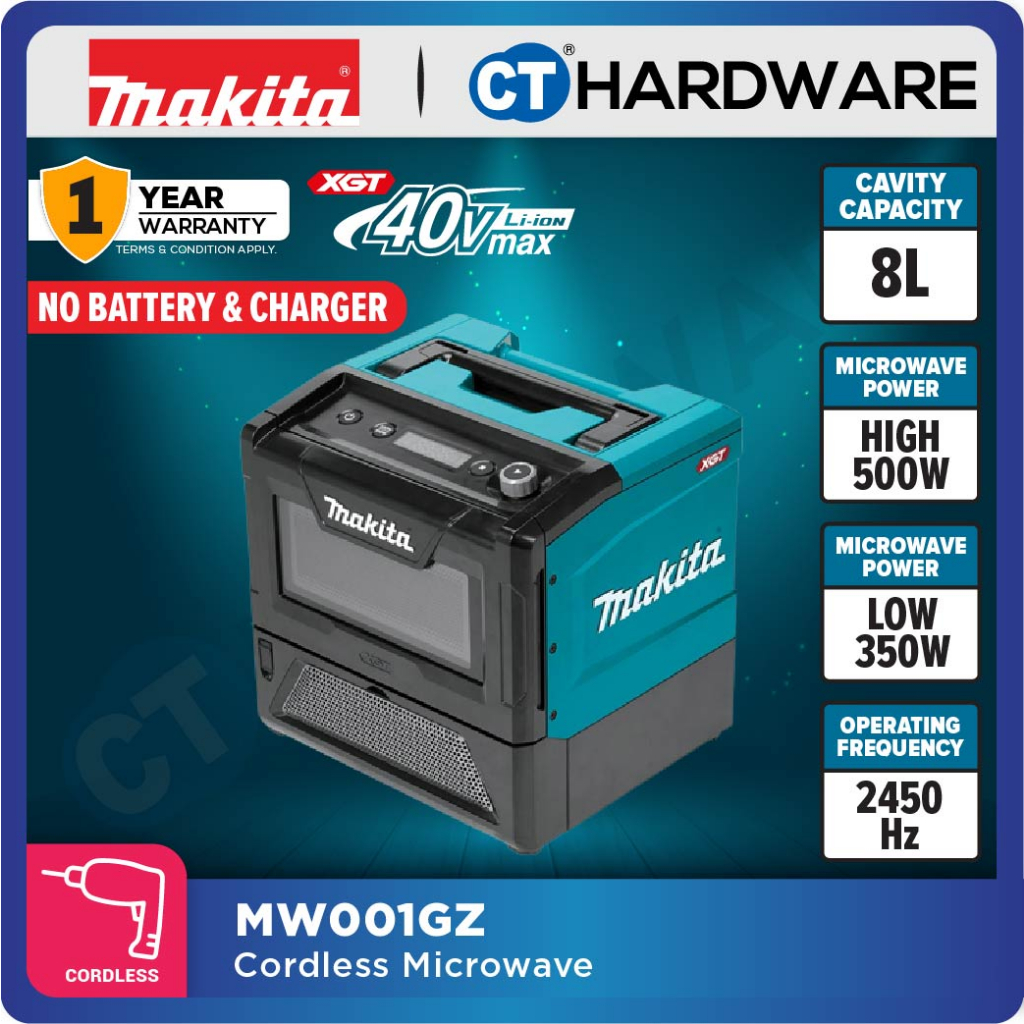 MAKITA MW001GZ CORDLESS MICROWAVE 40V | CAVITY 8L | POWER HIGH 500W | LOW 350W | 2450MHz WITHOUT ...