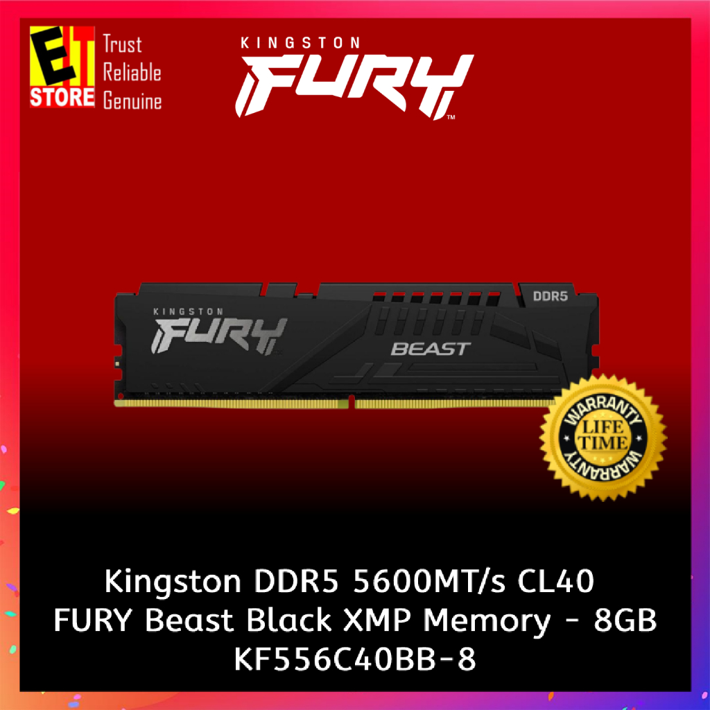 Kingston DDR5 5600MT/s CL40 FURY Beast Black XMP Memory -8GB/16GB/32GB (KF556C40BB-8/KF556C40BB ...