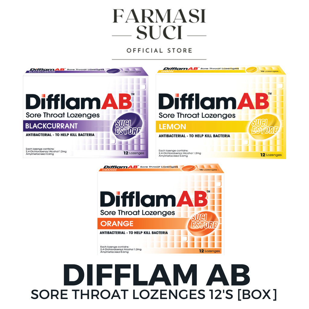 Difflam AB Sore Throat Lozenges 12's (Lemon / Blackcurrant / Orange) [EXP: 02/2026] | Shopee ...